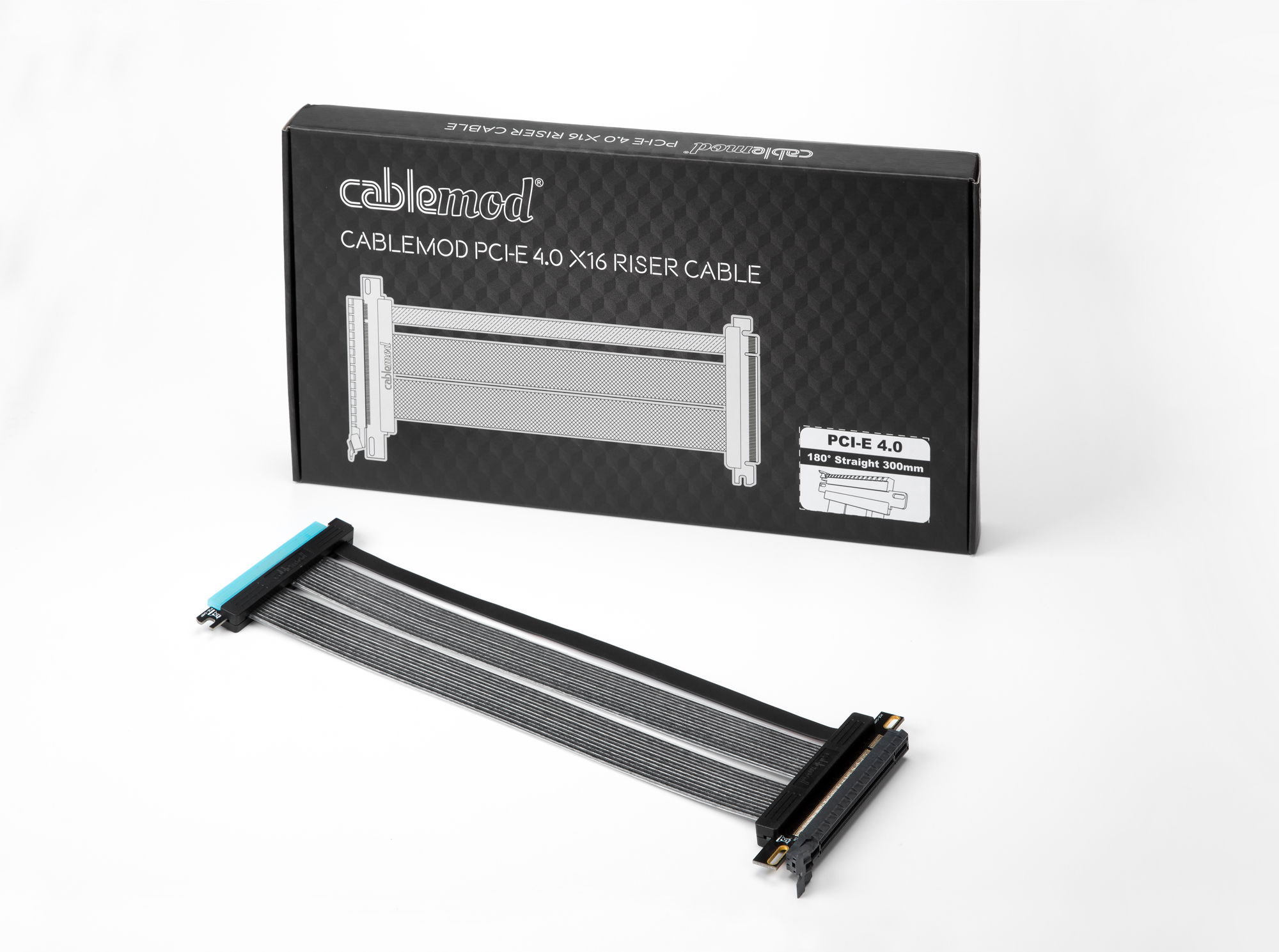CableMod Straight PCI-e 4.0 Riser Cable (Black, 30cm) for EU Customers