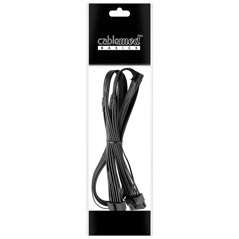 CableMod Basics B-Series 12VHPWR StealthSense PCI-e Cable for be quiet! (Black, 16-pin to Dual ...